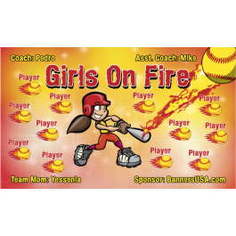 Girls on Fire Softball 13oz Vinyl Team Banner DIY Live Designer