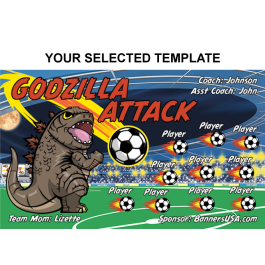 Godzilla Attack Soccer 13oz Vinyl Team Banner E-Z Order