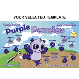 Purple Pandas Softball 13oz Vinyl Team Banner E-Z Order
