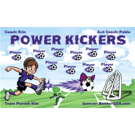 Power Kickers Soccer 9oz Fabric Team Banner DIY Live Designer