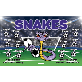 Snakes Soccer 9oz Fabric Team Banner DIY Live Designer