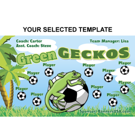 Green Geckos Soccer 9oz Fabric Team Banner E-Z Order