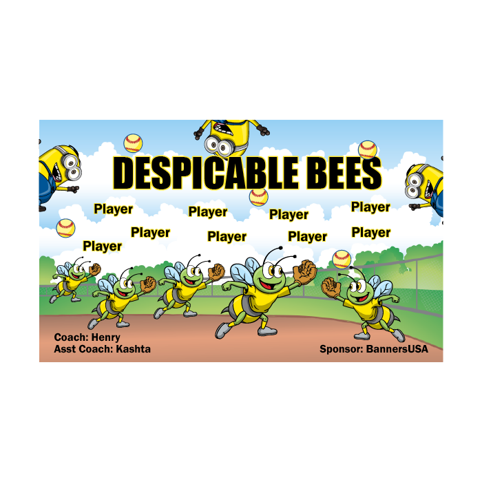 Despicable Bees Softball 13oz Vinyl Team Banner DIY Live Designer