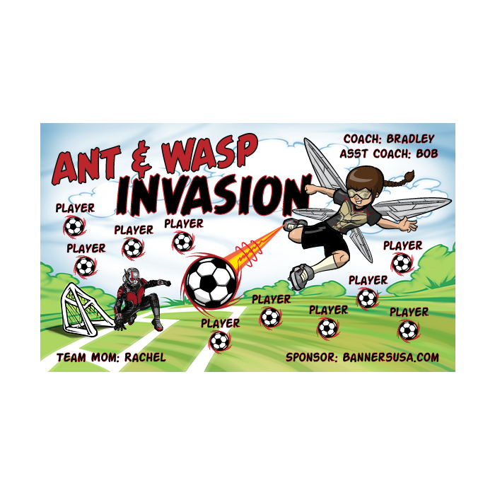 Ant & Wasp Invasion Soccer 9oz Fabric Team Banner DIY Live Designer