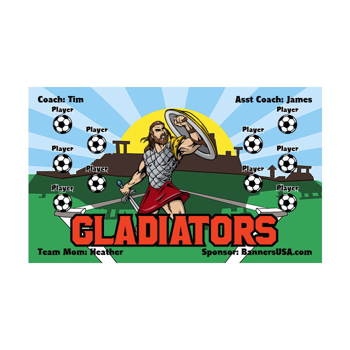 Gladiators Soccer 9oz Fabric Team Banner DIY Live Designer