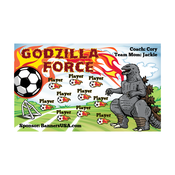 Godzilla Force Soccer 9oz Fabric Team Banner DIY Live Designer