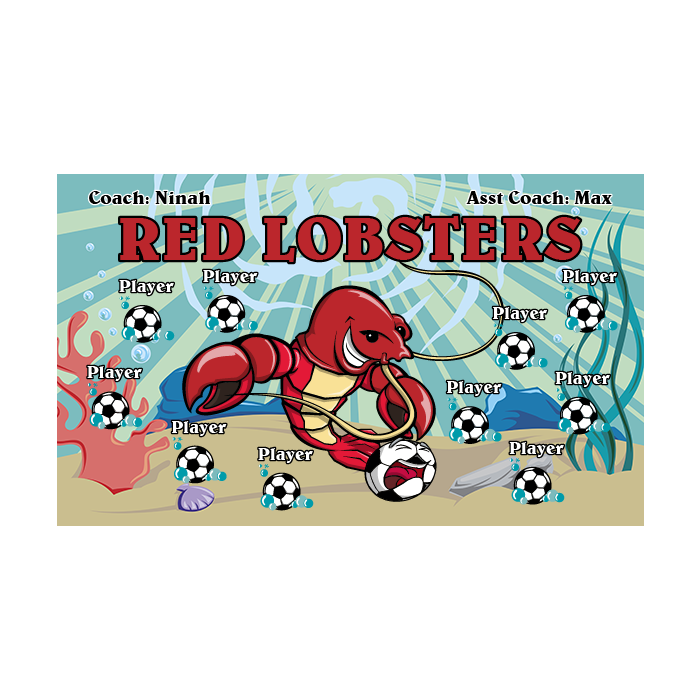 Red Lobsters Soccer 9oz Fabric Team Banner DIY Live Designer